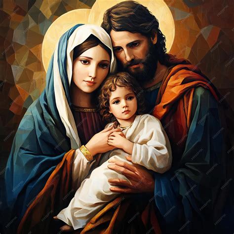 Uma Pintura Da Sagrada Familia Jesus Maria E Jose Amor E Renascimento