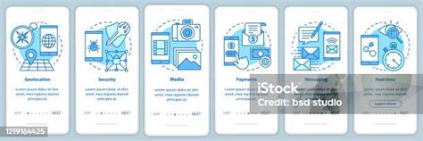 소프트웨어 개발 온보딩 모바일 앱 페이지 화면 벡터 템플릿 응용 프로그램 프로그래밍 선형 일러스트레이션이 있는 웹 사이트 연습 단계입니다 Ux Ui Gui 스마트폰