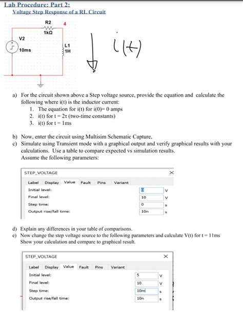 Solved Lab Procedure Part 2 Voltage Step Response Of A Rl