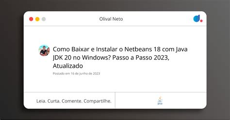 Como Baixar E Instalar O Netbeans 18 Com Java Jdk 20 No Windows Passo A Passo 2023 Atualizado