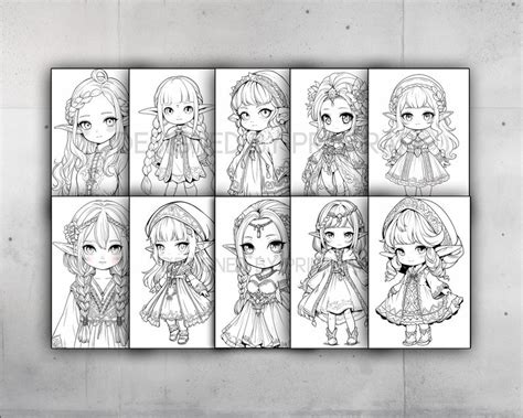 Anime Chibi Elf Girls Coloring Book 80 Page Cute Manga Fantasy Etsy