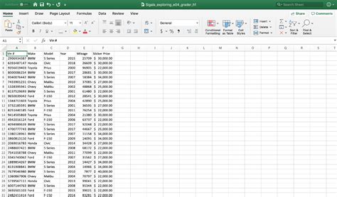 Grader Instructions Excel 2016 Project