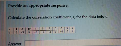 Solved Calculate The Correlation Coefficient R For The Chegg
