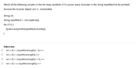 solved which of the following answers in the for loop