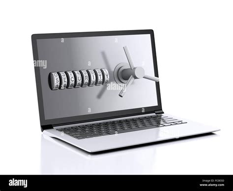 Laptop And Combination Lock Data Security Concept Stock Photo Alamy