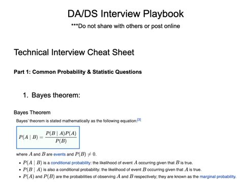 Data Scientist Interview Cheatsheet