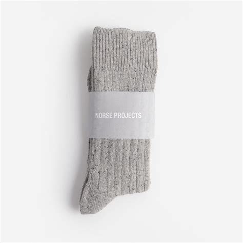 Norse Projects Bjarki Neps Socks Light Grey Melange Urban Industry