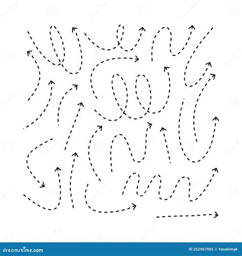 Clean Dot Arrows Style Doodle Set Hand Drawn Curve Dotted Line Preliminary Cartoon Vector