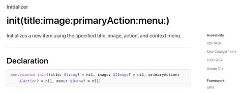 Ios Why Is Uibarbuttonitemtitleimageprimaryactionmenu Not