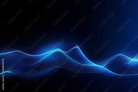 Dynamic Blue Particle Wave Abstract Sound Visualization Digital Structure Of The Wave Flow Of