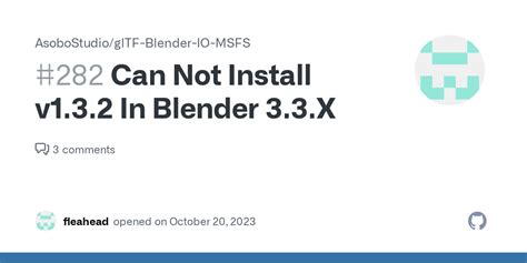 Can Not Install V In Blender X Issue AsoboStudio GlTF Blender IO MSFS GitHub