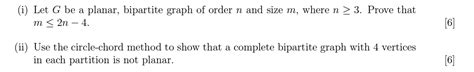 solved i ﻿let g ﻿be a planar bipartite graph of order n