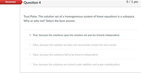 Solved True False The Solution Set Of A Homogeneous System