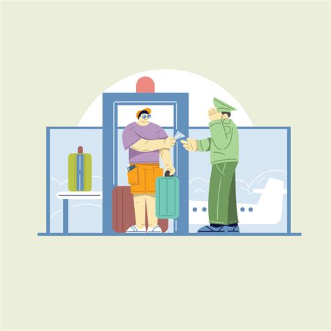 Tourist At Passport Control Gives The Passport To The Customs Officer 21952270 Vector Art At