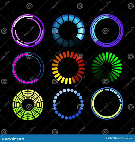 Progress Bar Round Set Cartoon Vector Illustration Stock Illustration