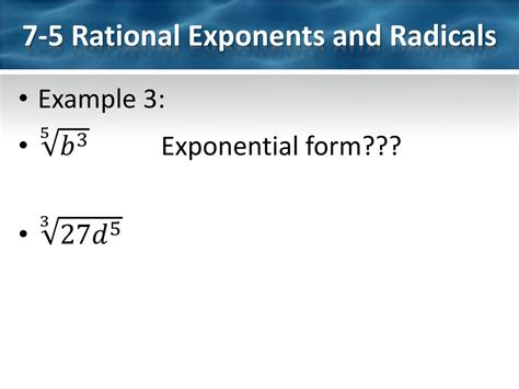Ppt 7 5 Rational Exponents And Radicals Powerpoint Presentation Free Download Id 1894413