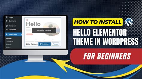 how to install hello elementor theme in wordpress for beginners youtube