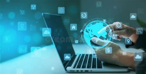 Business Intelligence And Big Data Analysis Technology With Chart And Graph Icons On A Digital