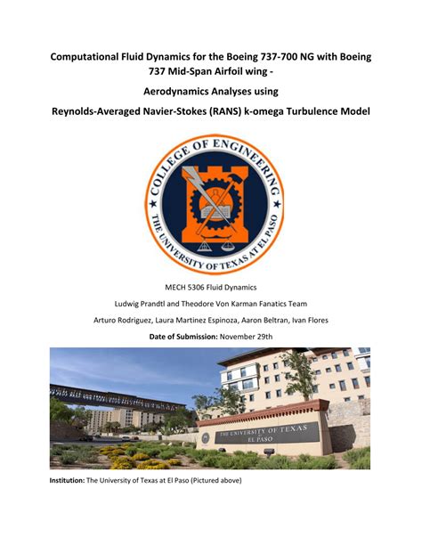 Pdf Computational Fluid Dynamics For The Boeing 737 700 Ng With