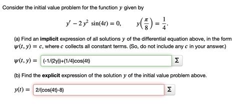 Solved Consider the initial value problem for the function y | Chegg.com
