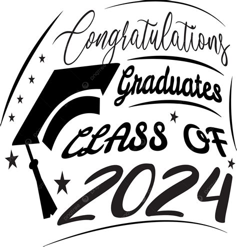 Topi Wisuda Templat Logo Kelas Pascasarjana 2024 Vektor Teks Angkatan