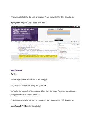 Understanding Css Selectors In Selenium Pdf