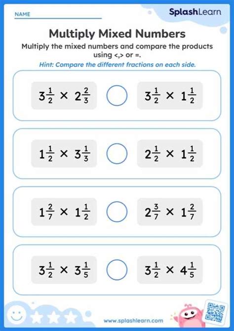 comparing mixed numbers worksheet multiplying mixed numbers worksheets