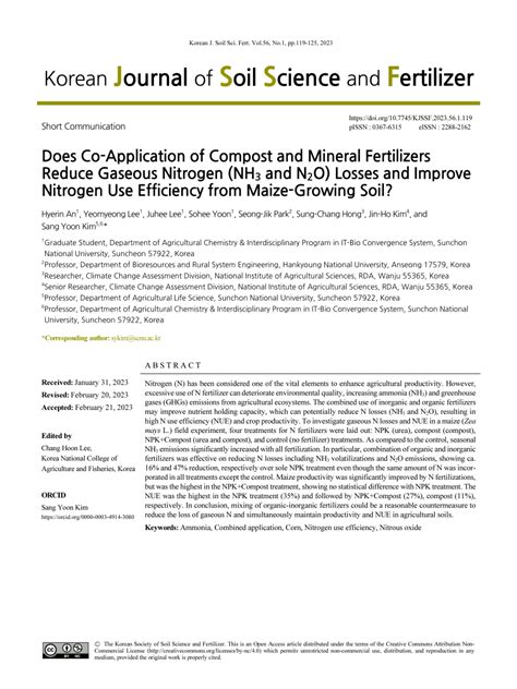Pdf Does Co Application Of Compost And Mineral Fertilizers Reduce Gaseous Nitrogen Nh3 And