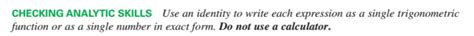 solved checking analytic skills use an identity to write