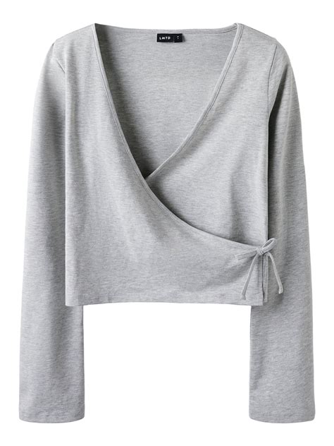 Lmtd Wrap Long Sleeved Top Teen Girls Grey Name It Norway