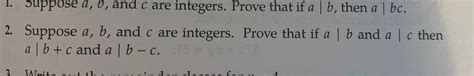 Solved 1 Suppose A B And C Are Integers Prove That If A
