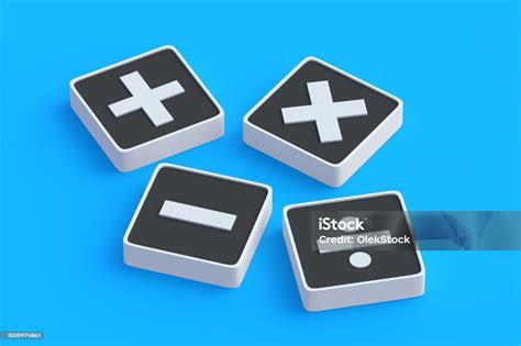 더하기 빼기 곱하기 나누기 단추의 수학 기호입니다 기본 수학 기호 초등 교육 재무 감사 경제학 통계 데이터 3d 렌더링 3차원