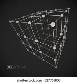 Wireframe Mesh Cube Connected Dots Lines Stock Vector Royalty Free Shutterstock