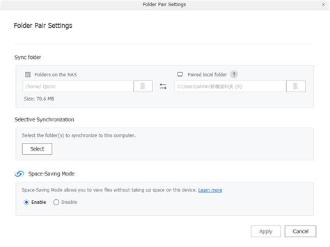 how to save disk space with space saving mode in qsync client 5 0 6
