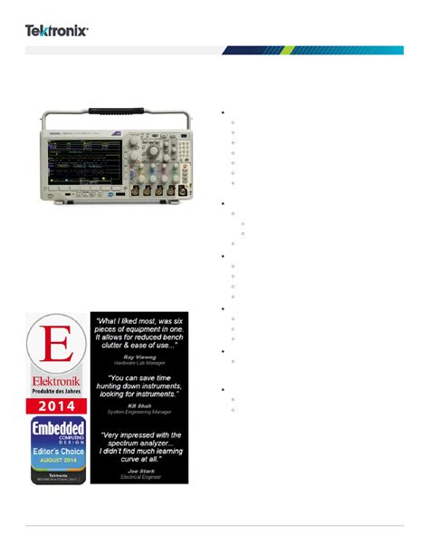 Mdo3102 Datasheet140 Pages Tektronix Mixed Domain Oscilloscopes