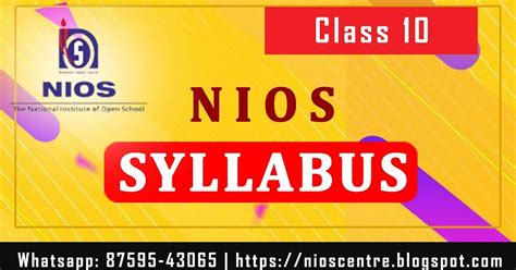 Nios Syllabus Nios Subject Wise Syllabus For 10th Secondary