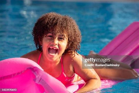 271 Elementary Age Girls Beach And Pool Swimming No Swimsuit Stock