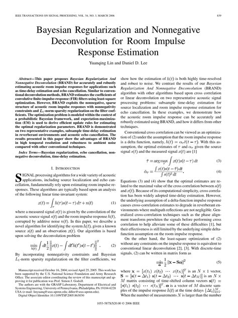 pdf bayesian regularization and nonnegative deconvolution for room