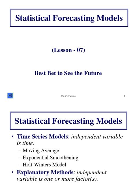 statistical forecasting models pdf time series forecasting