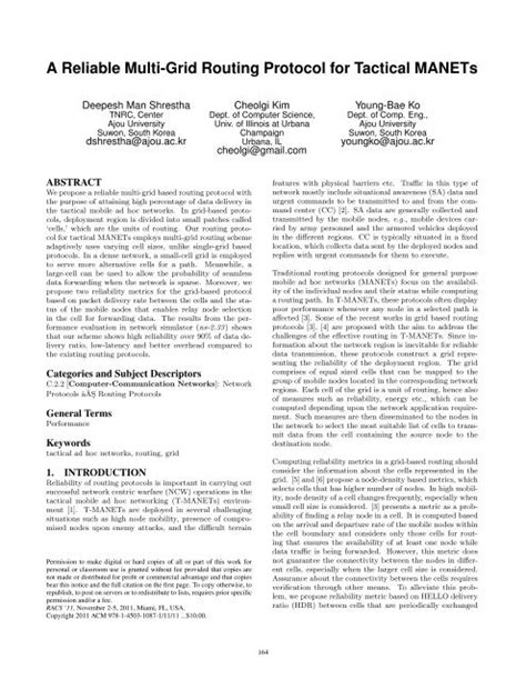 A Reliable Multi Grid Routing Protocol For Tactical Manets