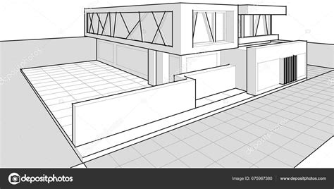 Modern Residential Architecture Rendering Stock Vector By ©sadesign