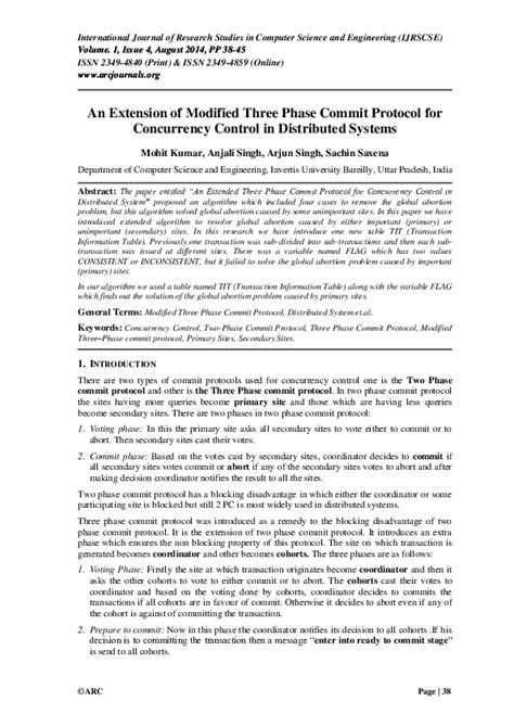Pdf An Extension Of Modified Three Phase Commit Protocol For