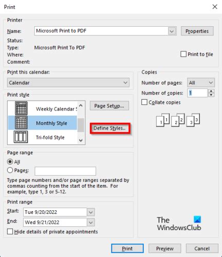 how to add a new print style in outlook
