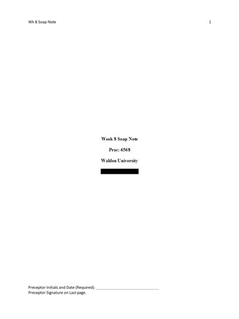 Prac 6568 Week 8 Assignment I Comprehensive Soap Note Course Resources