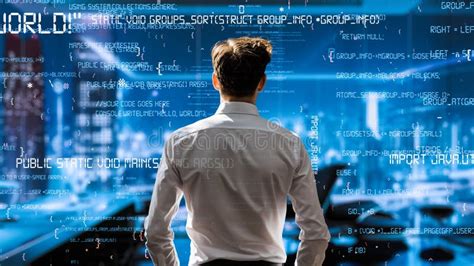 Young Male Programmer Engaged In Ai Engineering Lisp Stock Image