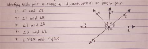 Solved Identify Each Pair Of Angles As Adjacent Vertical Or Linear Pair And