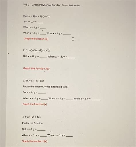 Solved Ws 3 Graph Polynomial Function Graph The Function 1 Fx