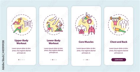 Workout Types Onboarding Mobile App Page Screen With Concepts Upper