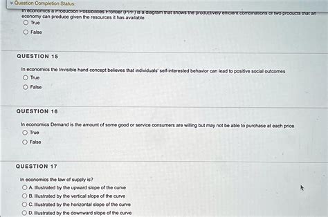 Solved Question Completion Status In Economics A Production