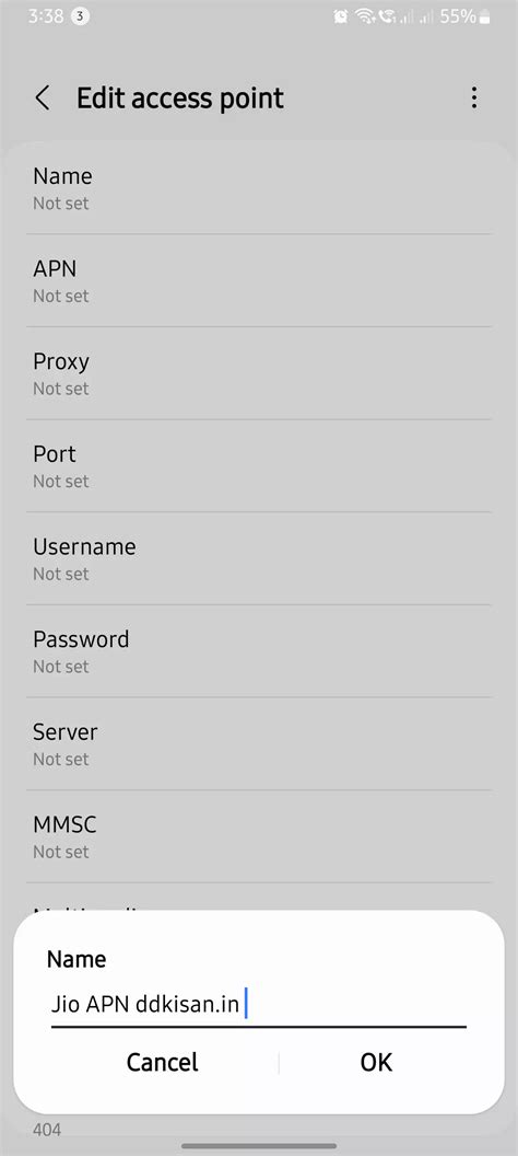 Jio Apn Settings